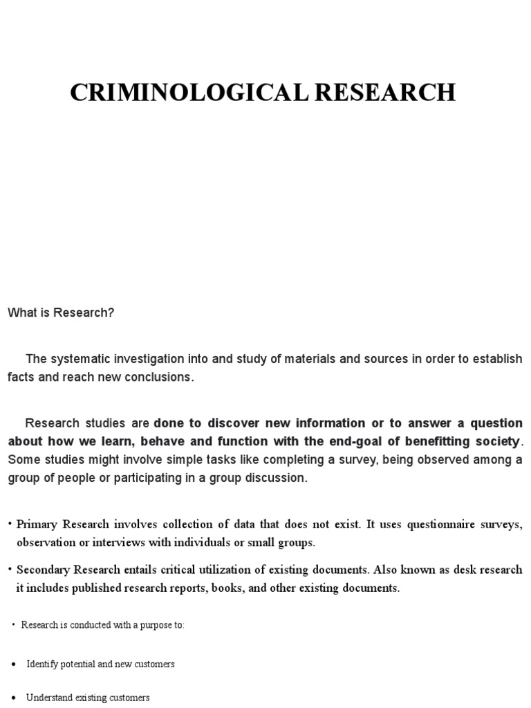 CRIMINOLOGICAL-RESEARCH | PDF | Sampling (Statistics) | Criminology