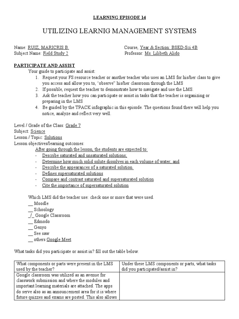 FS2 Le14 - Ruiz M. | PDF | Learning | Distance Education