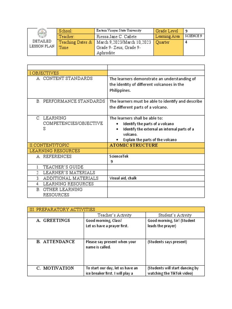 Exploring the Internal and External Parts of Volcanoes: A Hands-On Lesson on Volcanic Structures ...