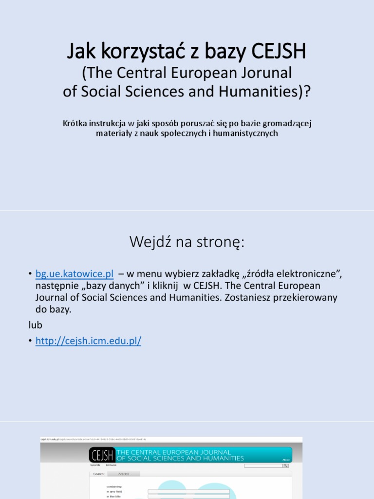 Jak Korzystac Z Bazy CEJSH | PDF