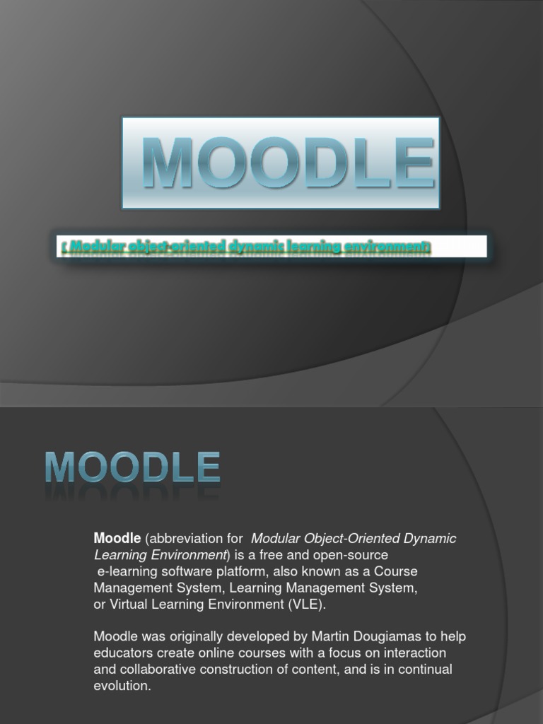 Modular Object Oriented Dynamic Learning Environment Pdf Moodle Computing