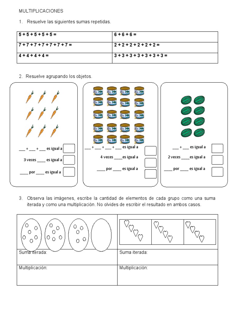 Ejercicios de Multiplicación para Primaria | PDF