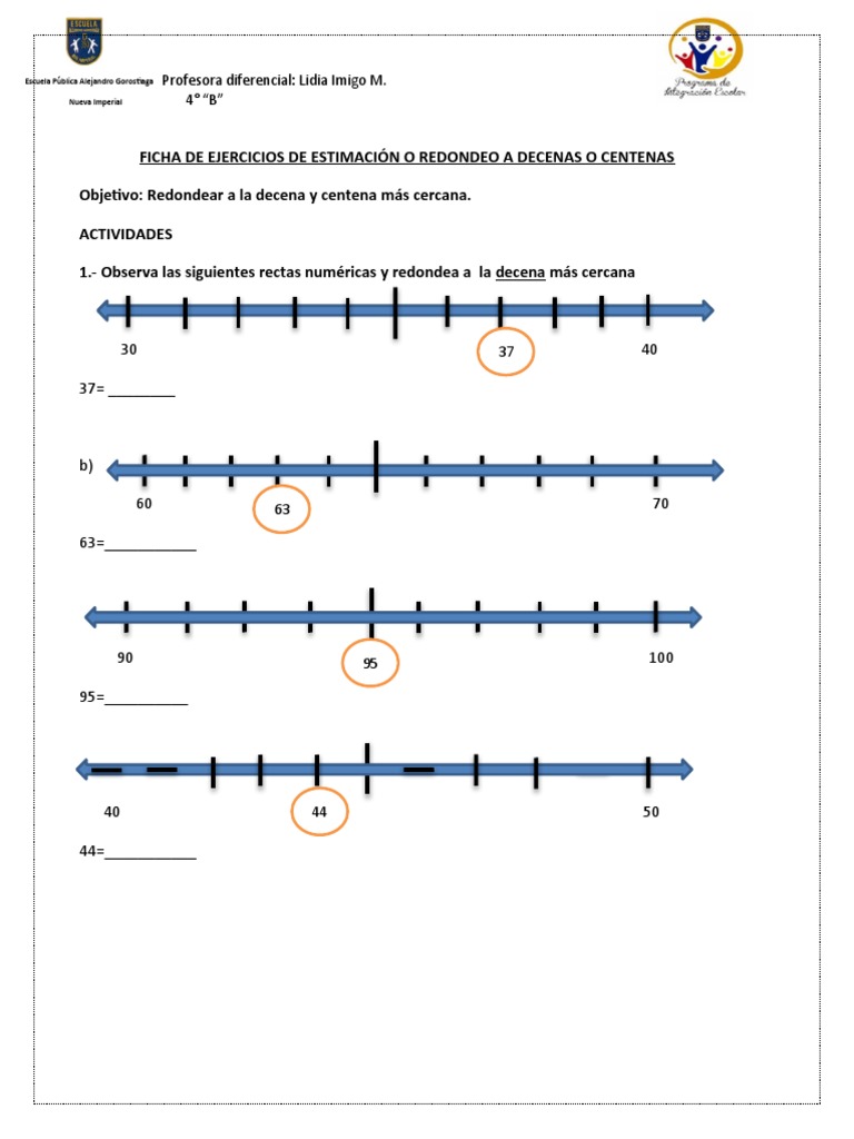 Hojas De Trabajo Para Redondear A Decenas Y Centenas