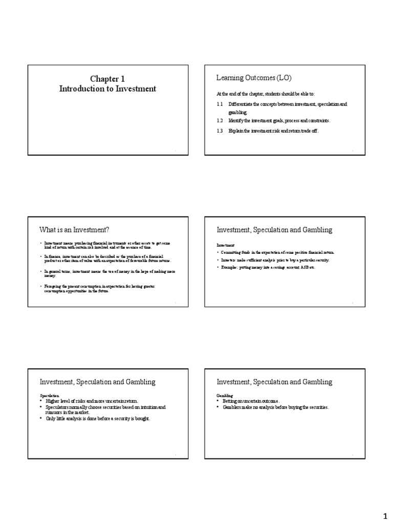 FIN358 Chapter1 Introduction To Investment Student | PDF | Investing ...