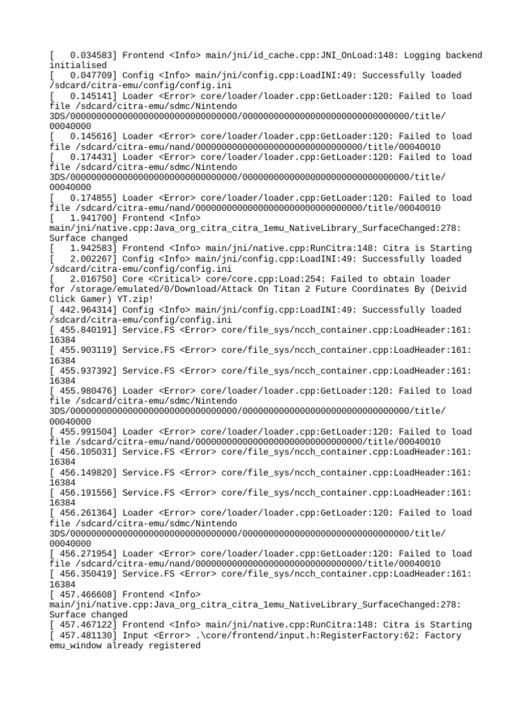 Citra Log | PDF | Operating System Technology | Software