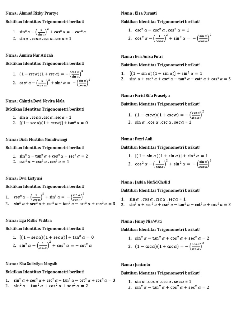 Students prove trigonometric identities | PDF
