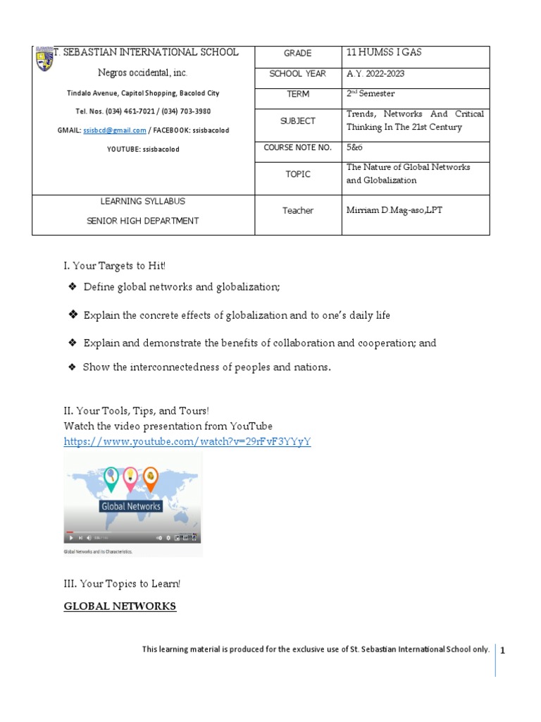 Trends 11 Syllabus 5&6 | PDF | Globalization | Economic Globalization