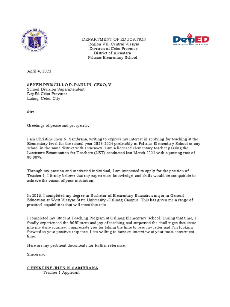 Teaching Letter of Intent | PDF