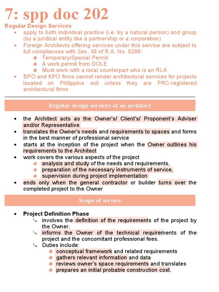 Regular Design Services of An Architect | PDF | Architect ...