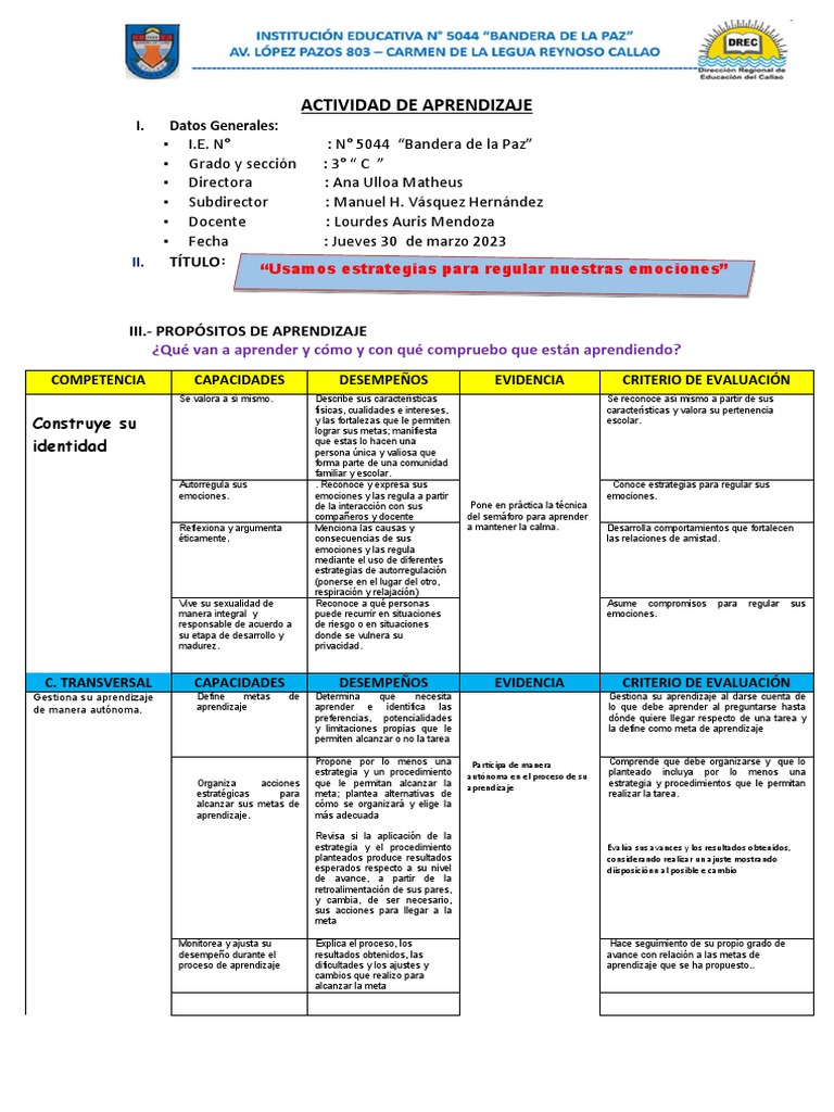 Actividad de Aprendizaje: ¿Qué Van A Aprender y Cómo y Con Qué Compruebo Que Están Aprendiendo ...