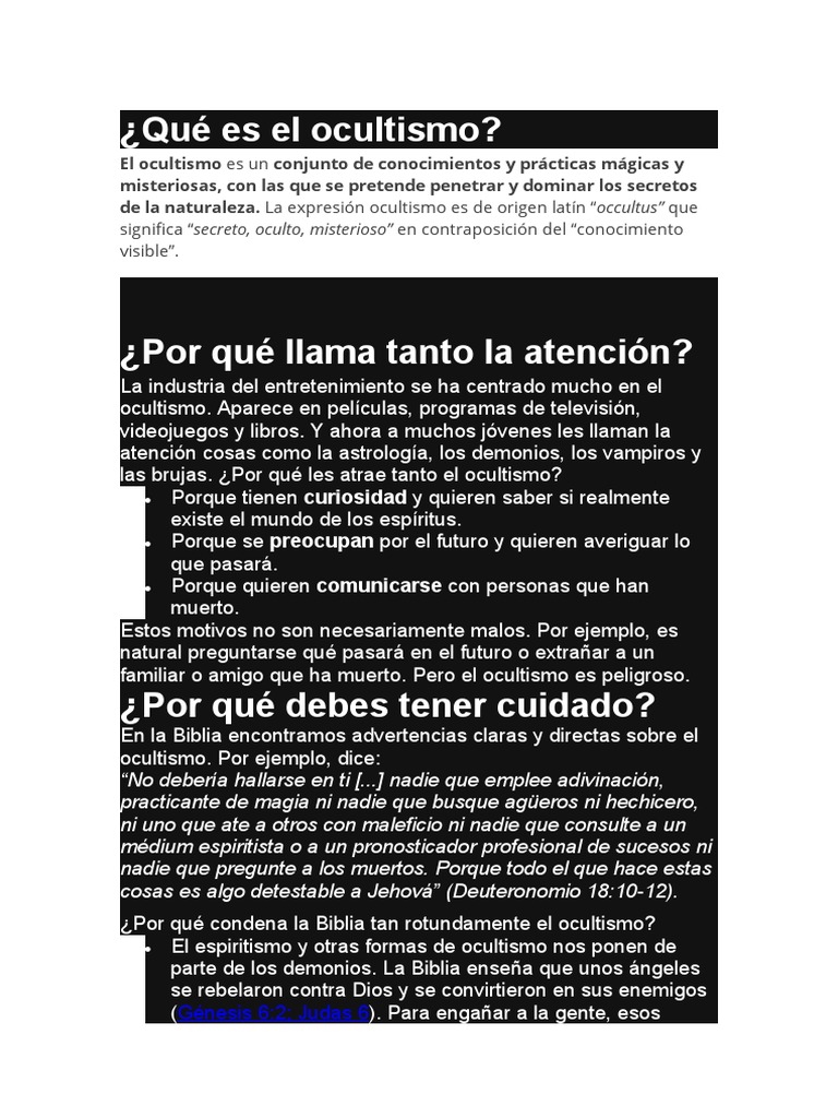 ¿Qué Es El Ocultismo?: Significa "Secreto, Oculto, Misterioso" en ...
