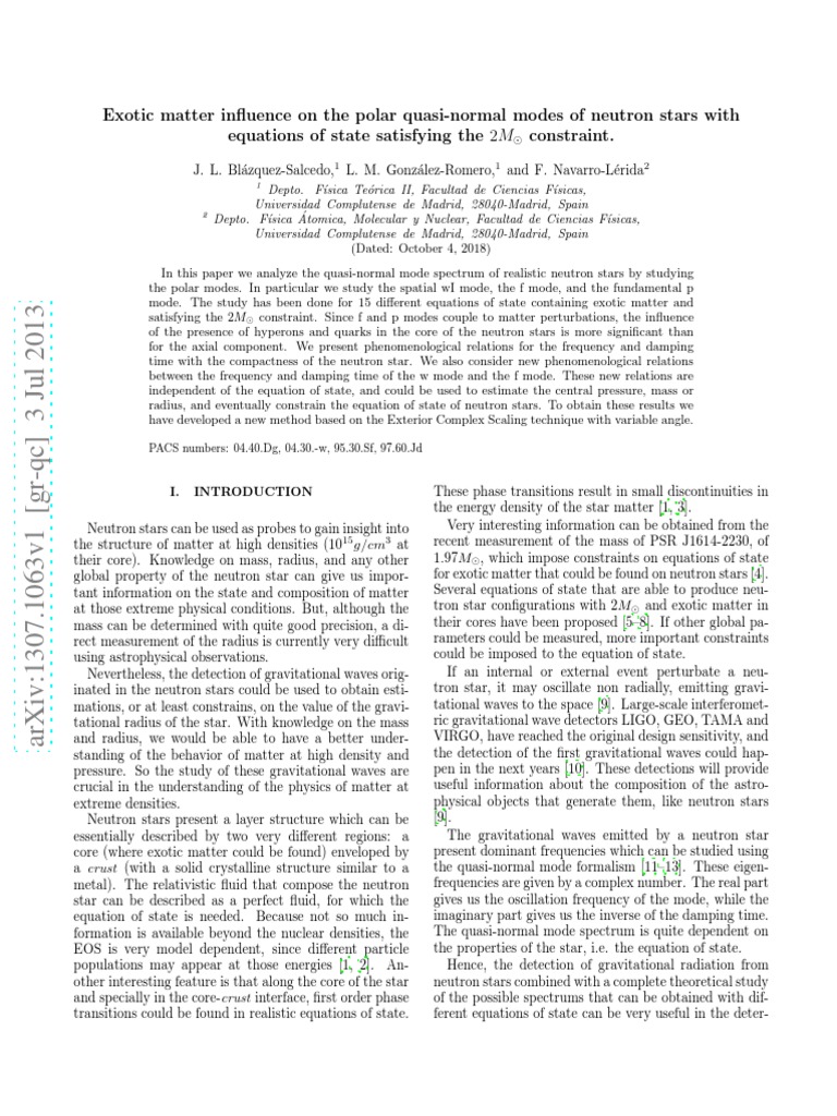Exotic Matter Influence On The Polar Quasi-Normal Modes of Neutron ...