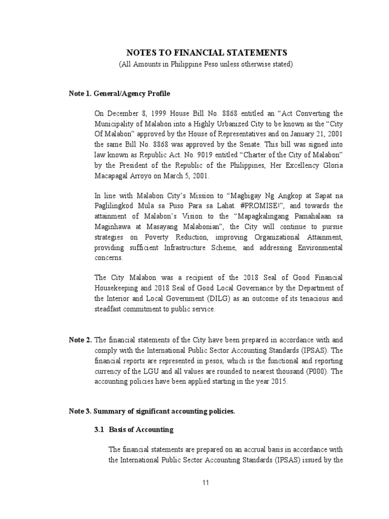 08-MalabonCity2018 Part1-Notes To FS | PDF | Depreciation | Renting