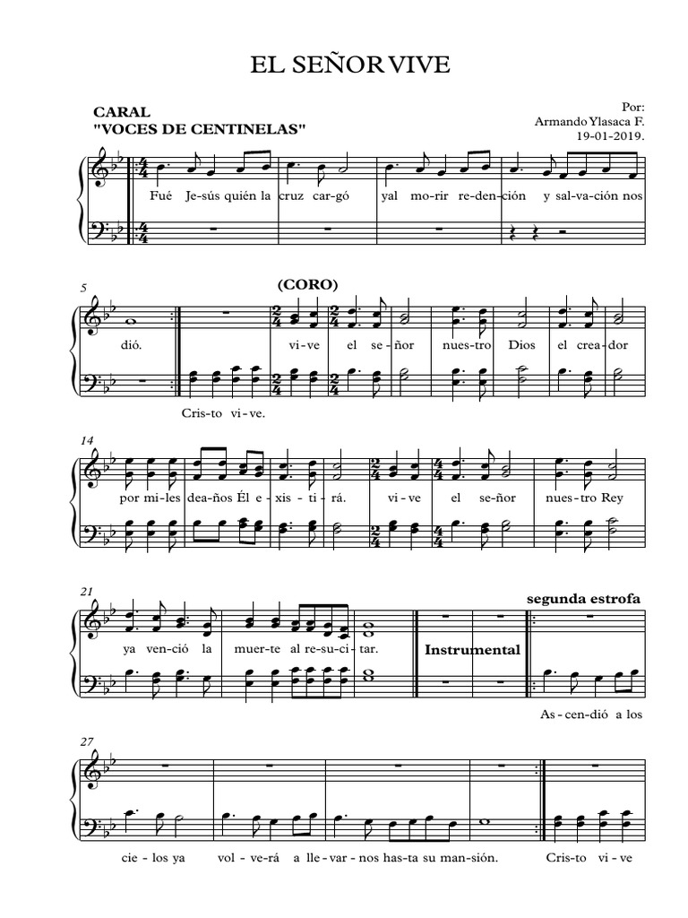 EL SEÑOR VIVE - Partitura Completa | PDF