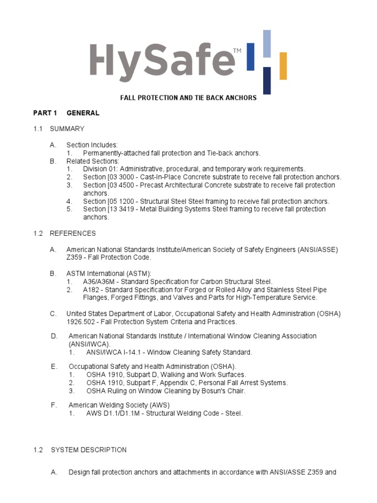 Hy Safe Fab Posts and Tie Backs With Specifics | PDF | Welding ...