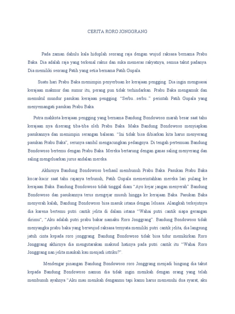 Cerita Roro Jonggrang | PDF