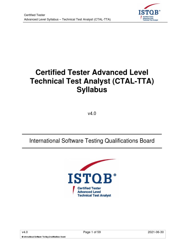 ISTQB-CTAL-TTA Syllabus v4.0 | PDF | Software Testing | Risk