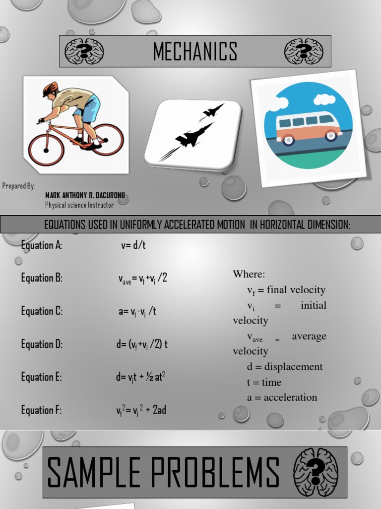 Uam. Horizontal and Vertical Motion | PDF | Equations | Acceleration