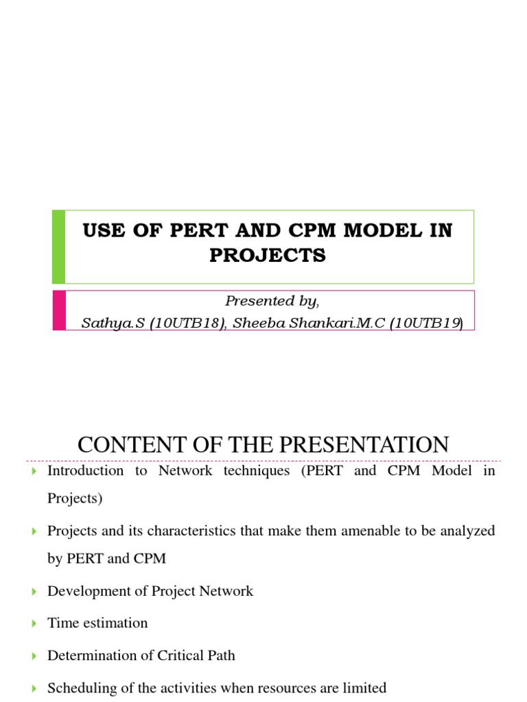 Use of Pert and CPM Model in Projects | PDF | Standard Deviation | Variance