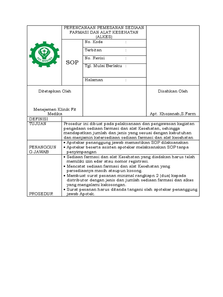 Sop Apotek | PDF