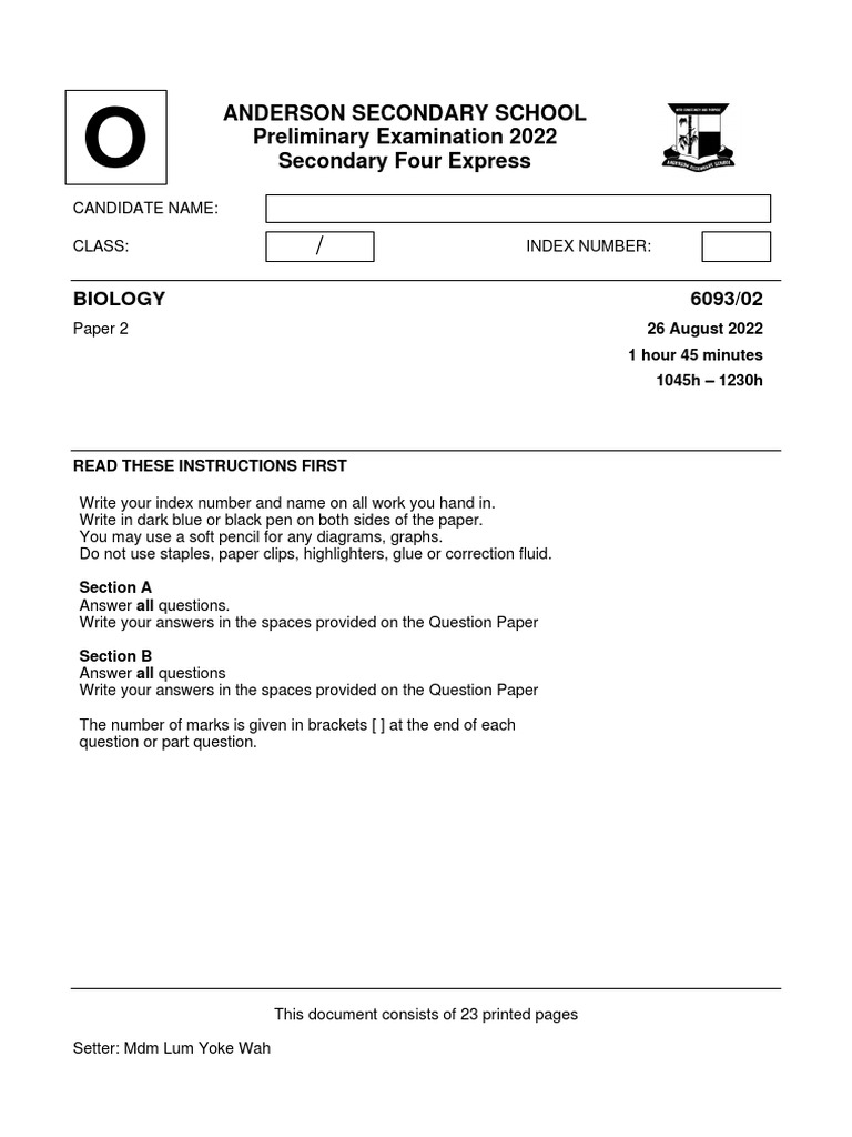 2022 4E Bio6093 Prelim - P2 | PDF | Genotype | Allele