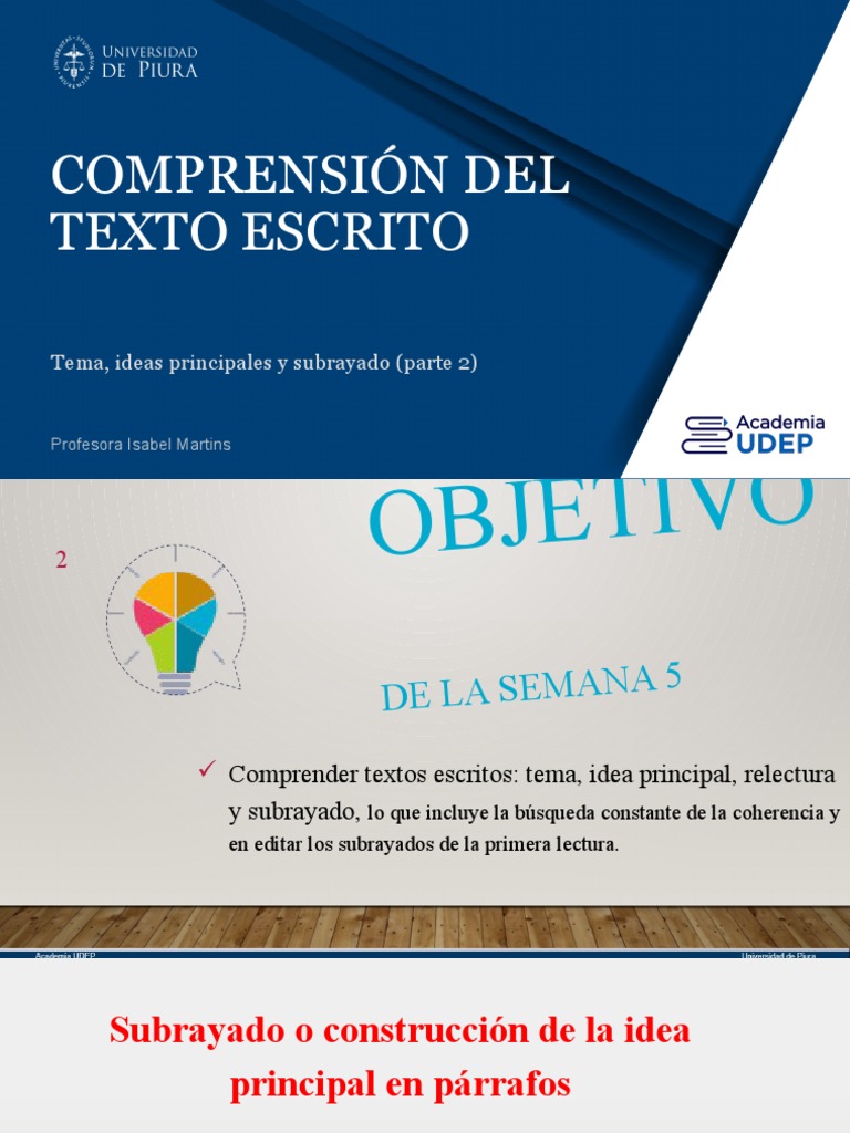 Comprensión Del Texto Escrito: Tema, Ideas Principales y Subrayado (Parte 2) | PDF