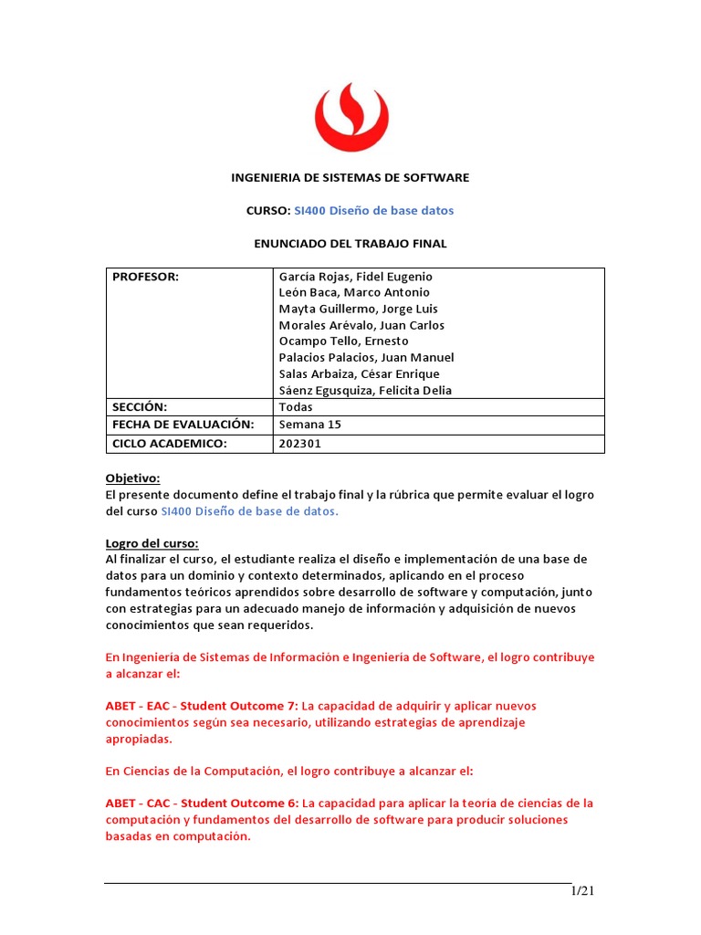 Upc Pre 202301 Si400 Final - Project Statement Abet - v1 | PDF ...