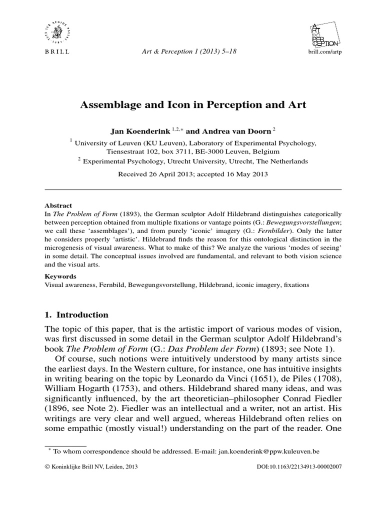 Assemblage and Icon in Perception and Art | PDF | Awareness | Visual ...