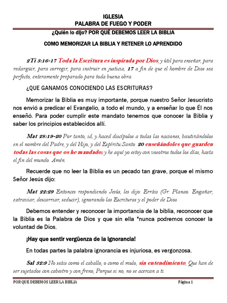 Importancia de Leer la Biblia | PDF | Biblia | Bendición