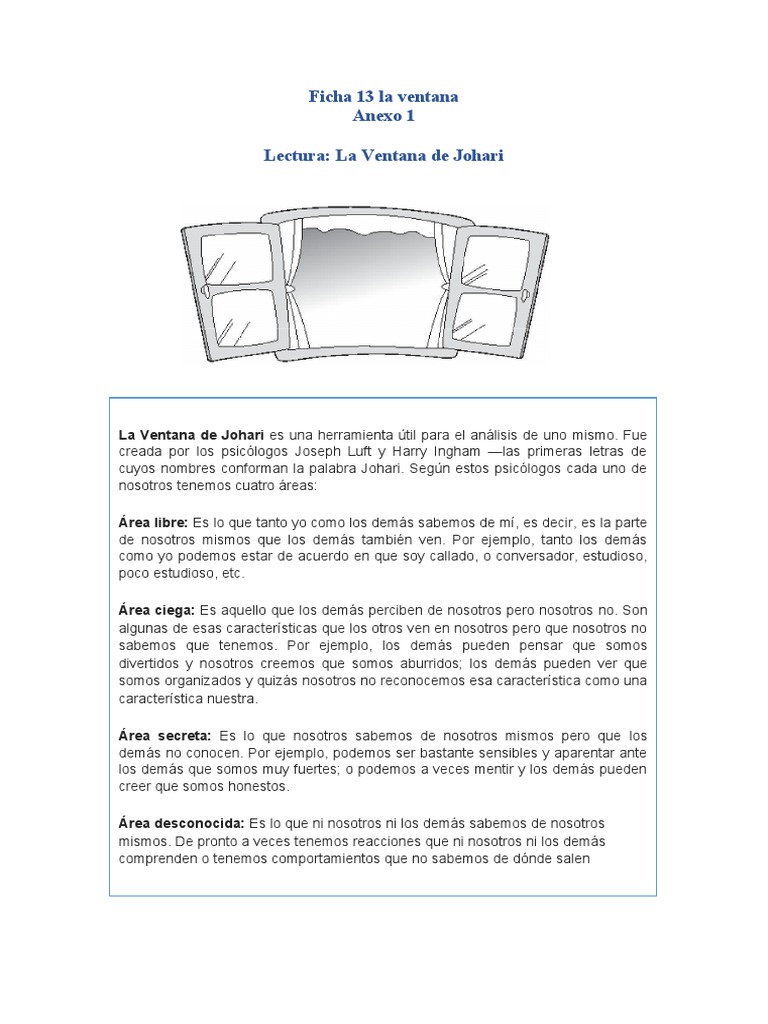 Ficha 13 La Ventana | PDF | Ciencia cognitiva | Sicología