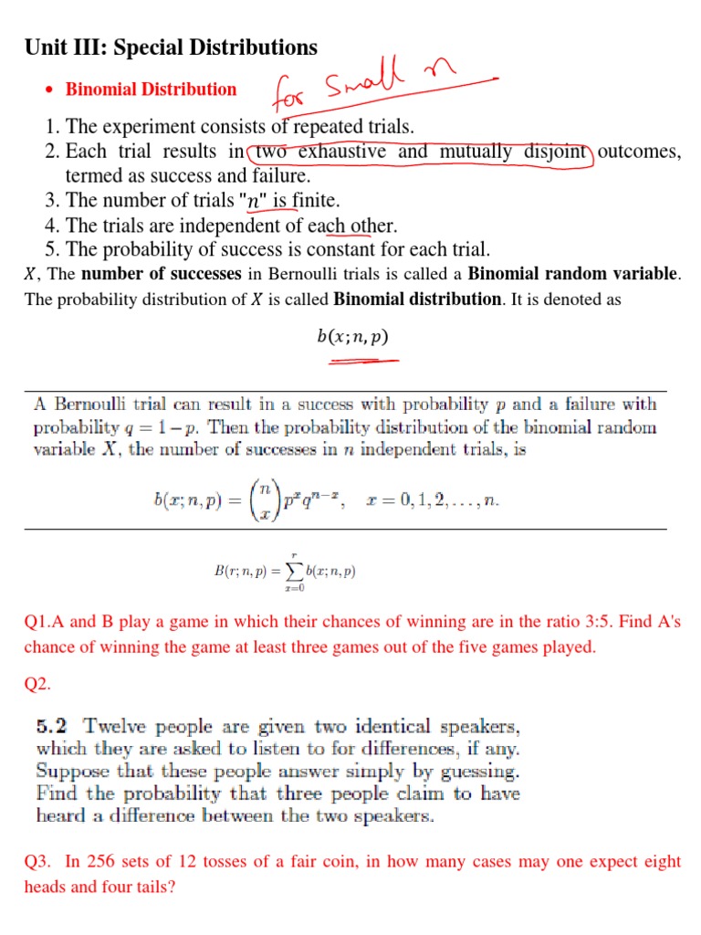 Unit 3 | PDF | Poisson Distribution | Teaching Mathematics
