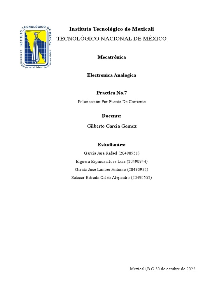 Reporte Practica 7 | PDF | Transistor | Mosfet