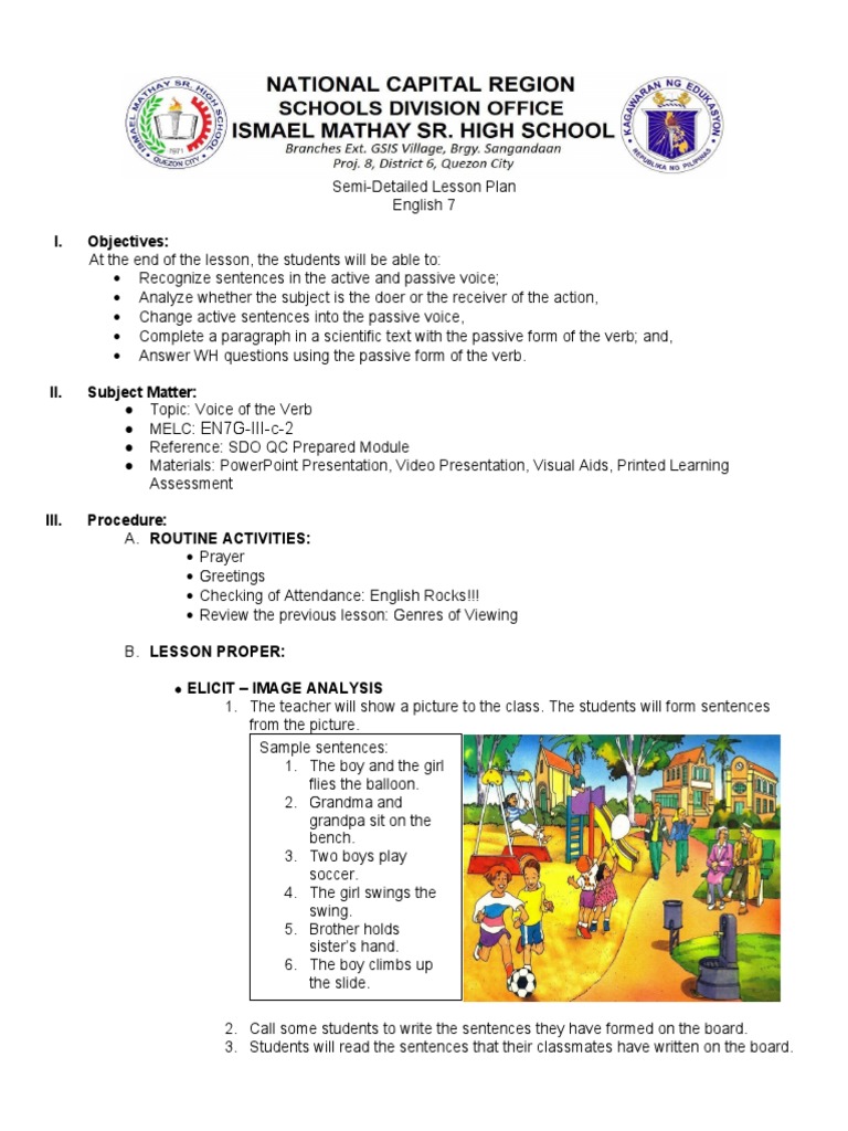 SDLP - 7 - Q1 - W3 - Voice of The Verb | PDF | Verb | Subject (Grammar)