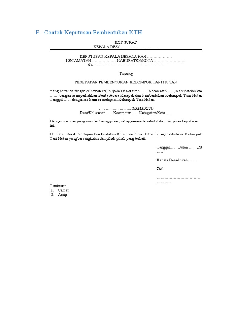 Penetapan Pembentukan KTH | PDF