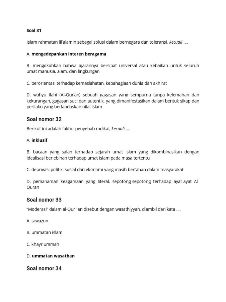 Moderasi Beragama dalam Islam dan Toleransi | PDF