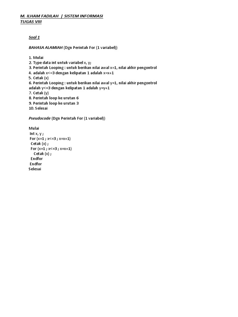 Pertemuan 8) Tugas Algoritma Pemrograman | PDF