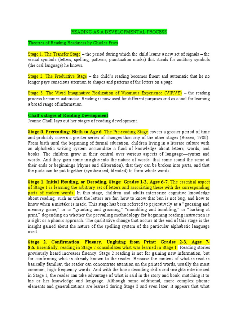 Chall's Stages of Reading Development | PDF | Psychology | Communication