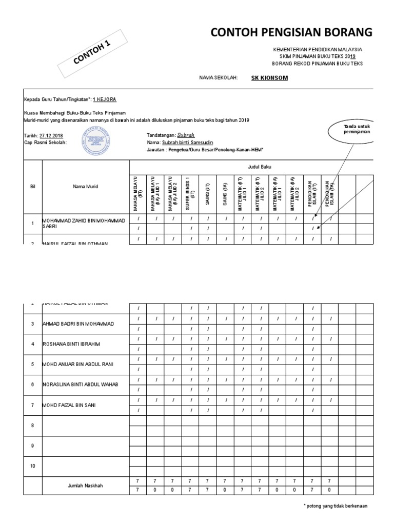 Contoh Borang G - 2020 | PDF