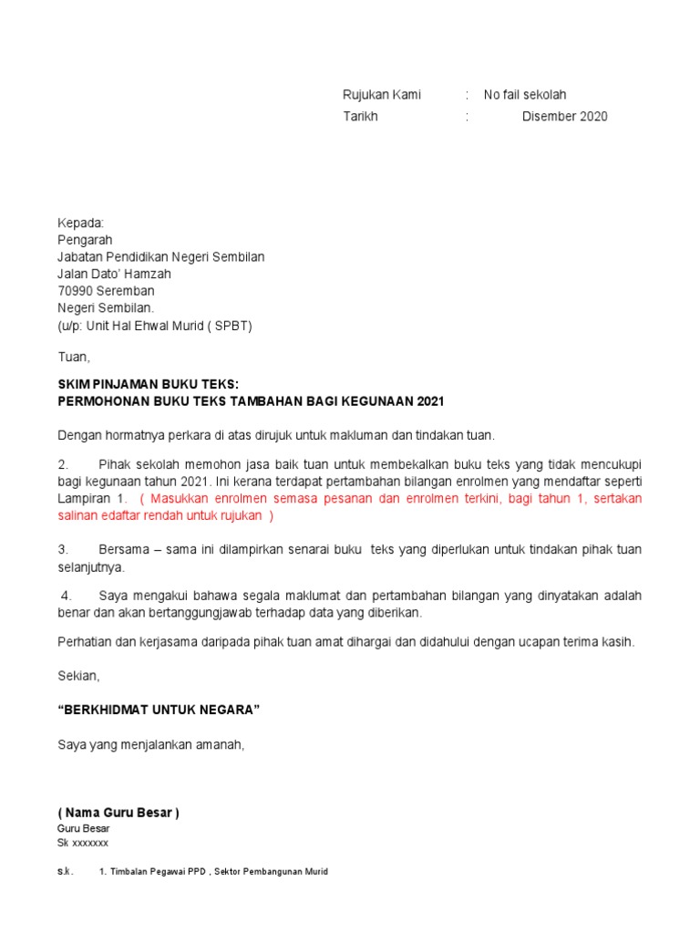Contoh surat mohon buku | PDF