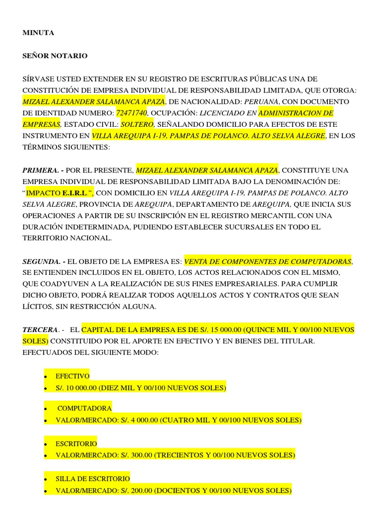 MINUTA | PDF | Contabilidad | Business