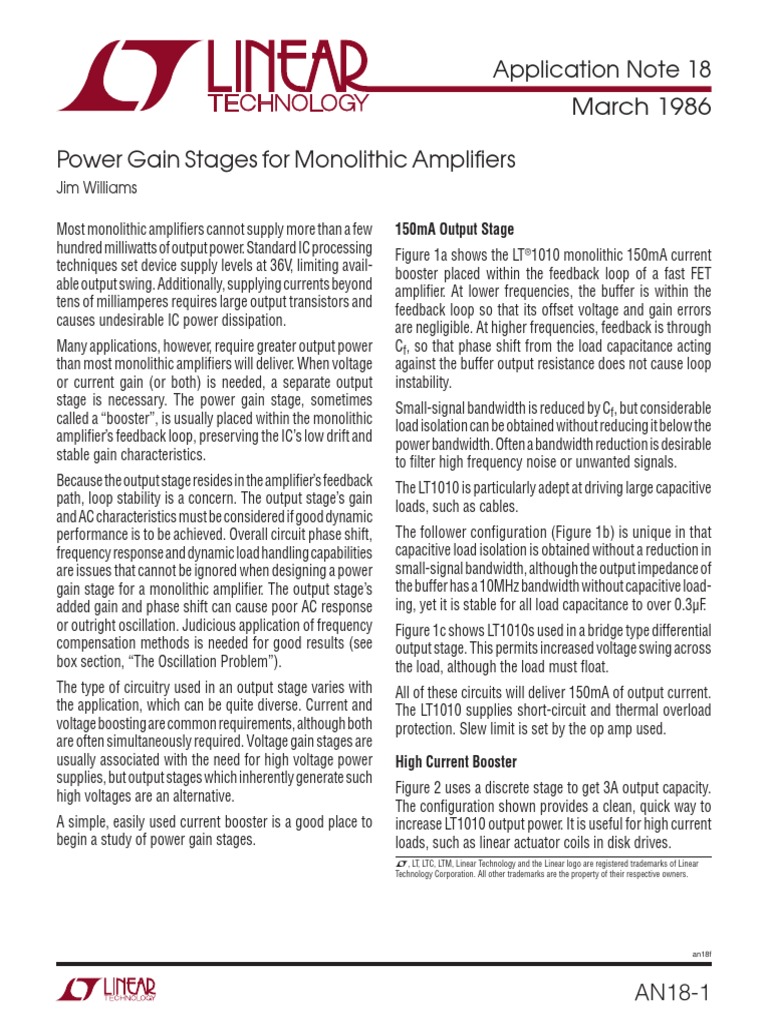 AN18f - Power Gain Stages For Monolithic Amplifiers | PDF | Amplifier ...