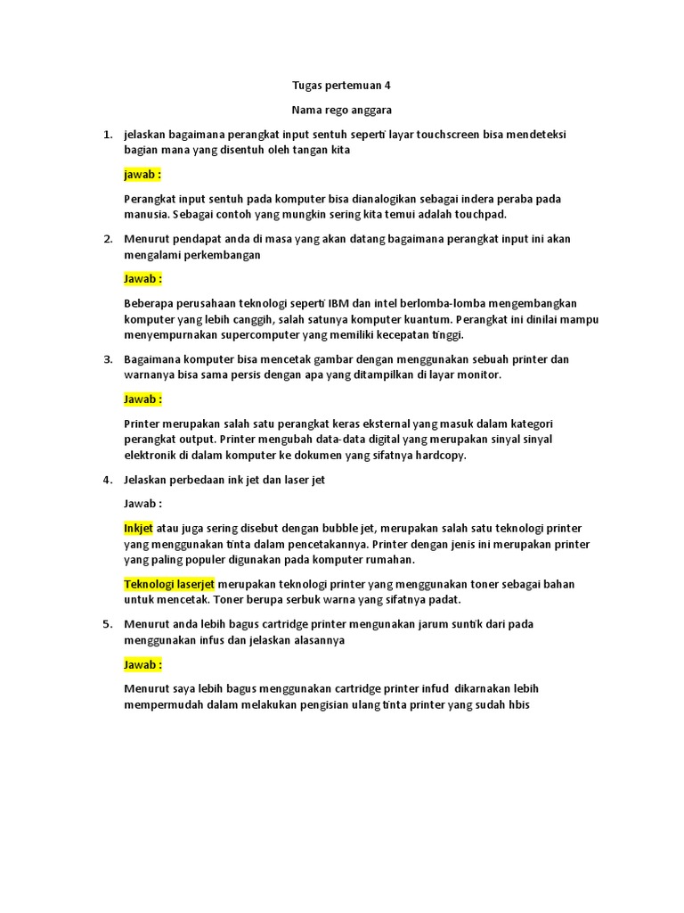 Perangkat IO Tugas Pertemuan 4 | PDF