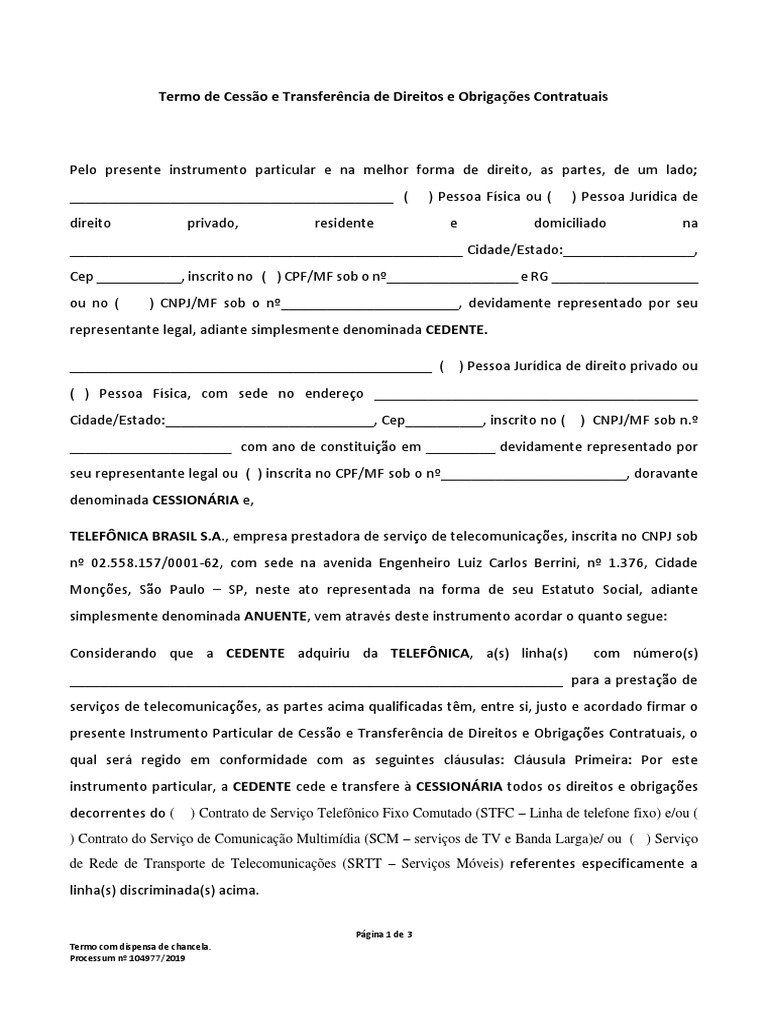 Termo De Cessao Download Grátis Pdf Justiça Crime E Violência