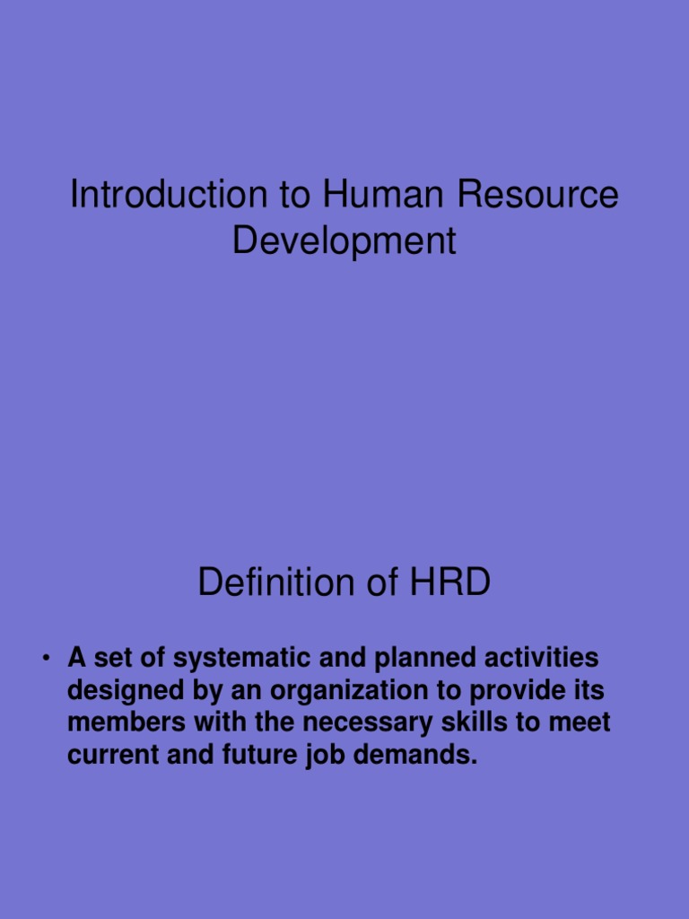 Introduction To Human Resource Development | PDF | Human Resource ...