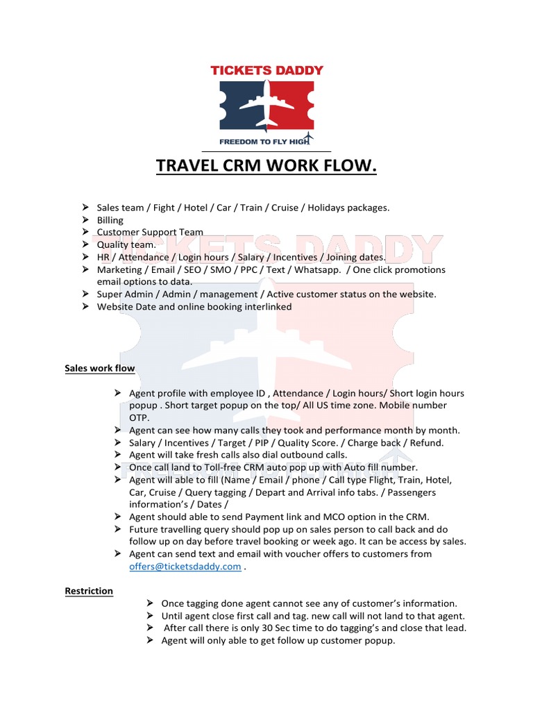 Travel CRM Work Flow | PDF | Customer Relationship Management | Computing