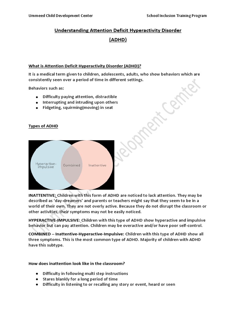 Understanding ADHD Handout | PDF
