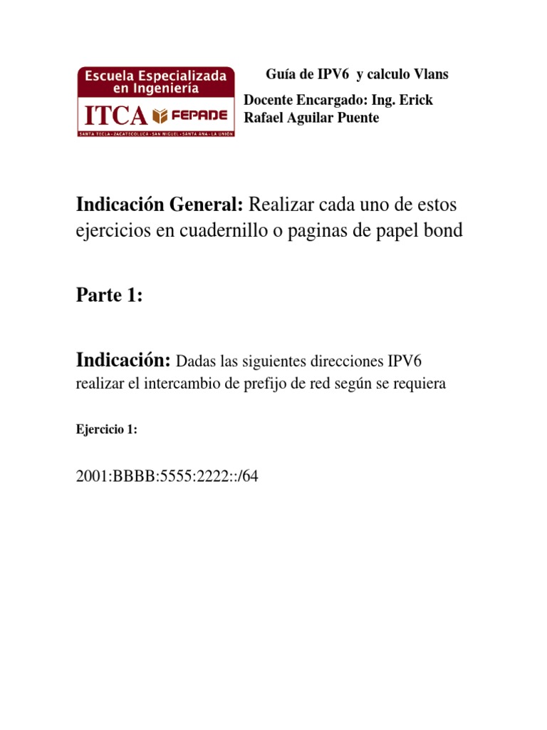 Guía de IPv6, VLAN y cálculo de subredes | PDF