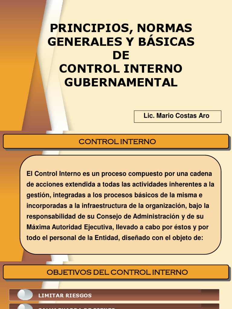Principios, Normas Generales Y Básicas DE Control Interno Gubernamental | Descargar gratis PDF ...