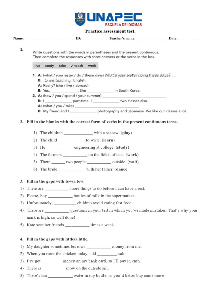 Practice Test Interchange 1 - Units 5 & 6 | PDF | Grandparent | Living ...