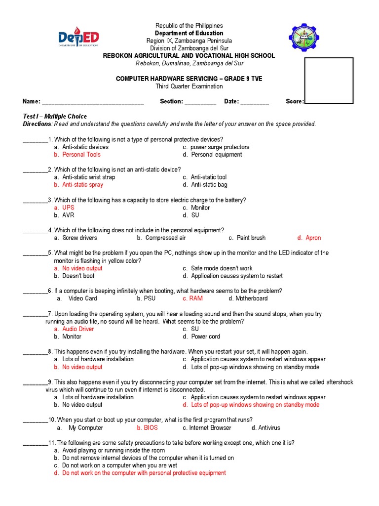 Rebokon Agricultural and Vocational High School Computer Hardware ...